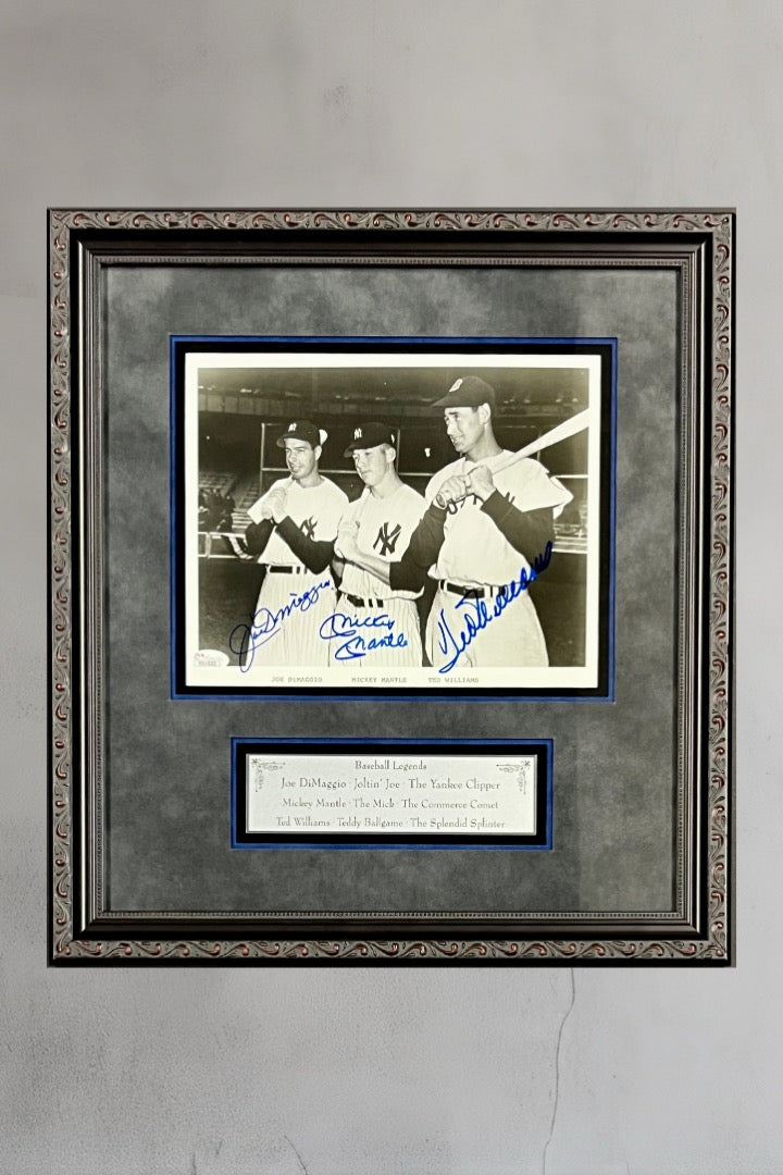 Mantle, DiMaggio, Williams signed photo